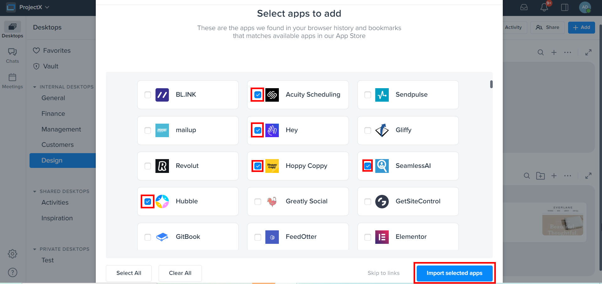 How to import apps from a browser to a desktop | Support | Webtop.com